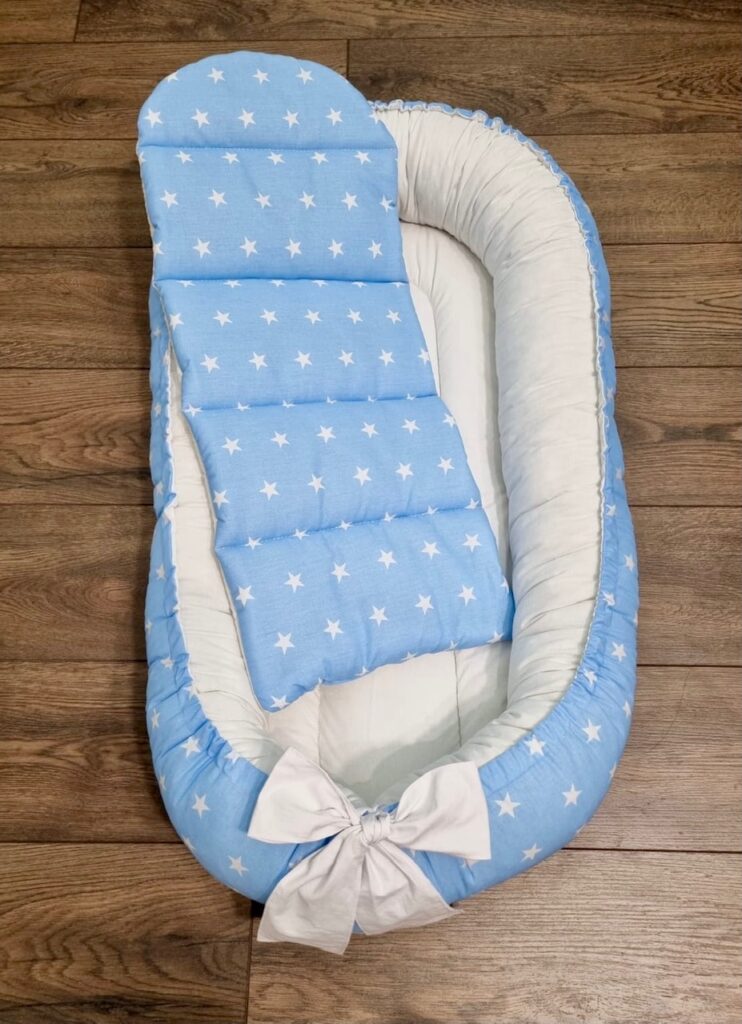 Baby gnijezdo MAXI - plava, zvjezdice -- -PRVI DANI-